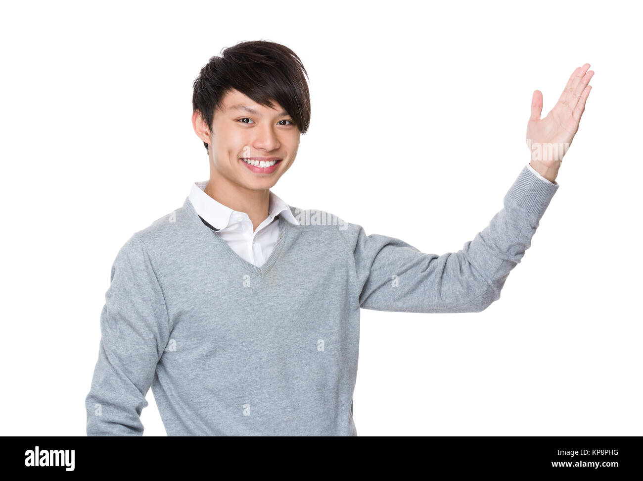 Asian business man open palm hi-res stock photography and images - Alamy