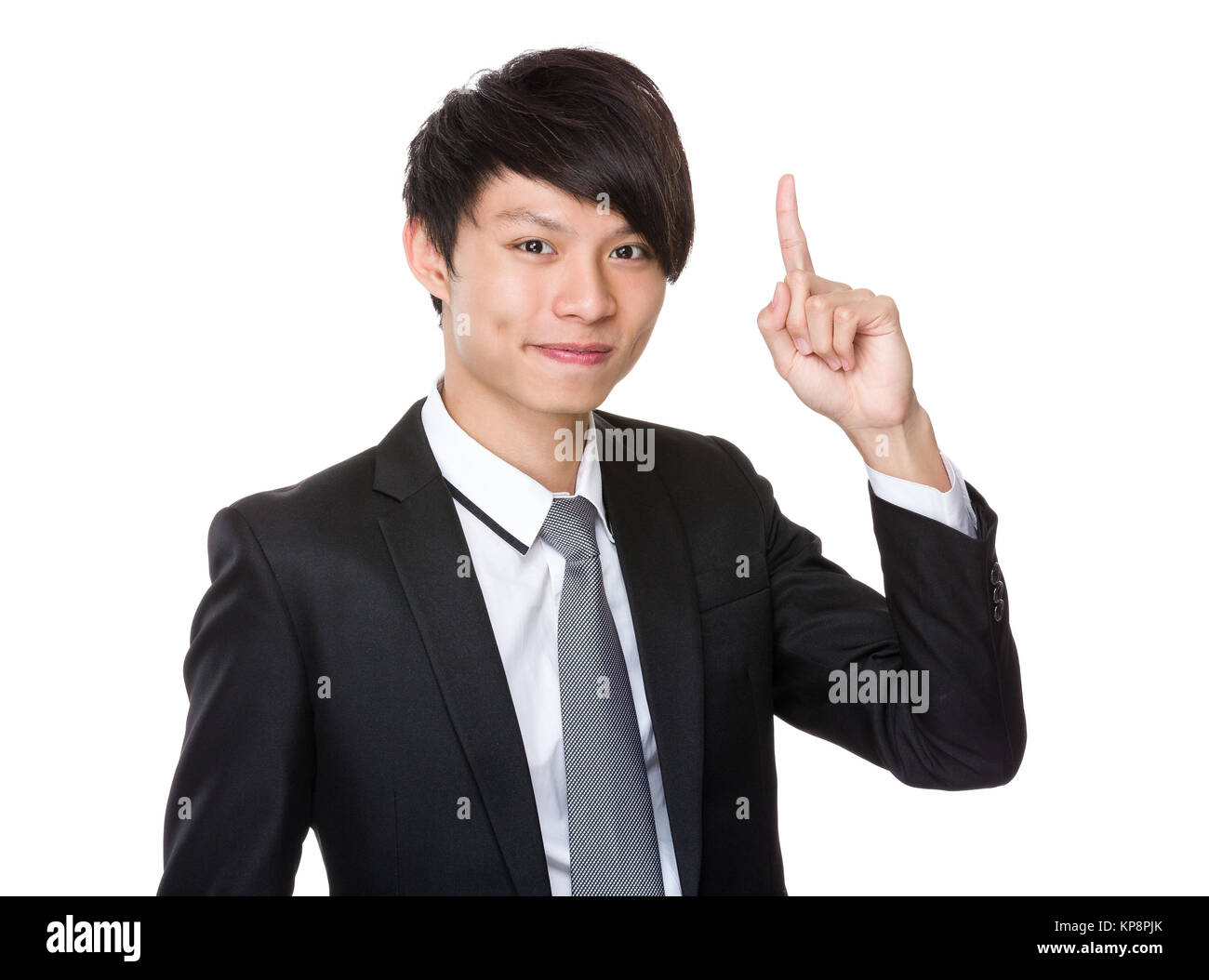Businessman with finger show up Stock Photo - Alamy