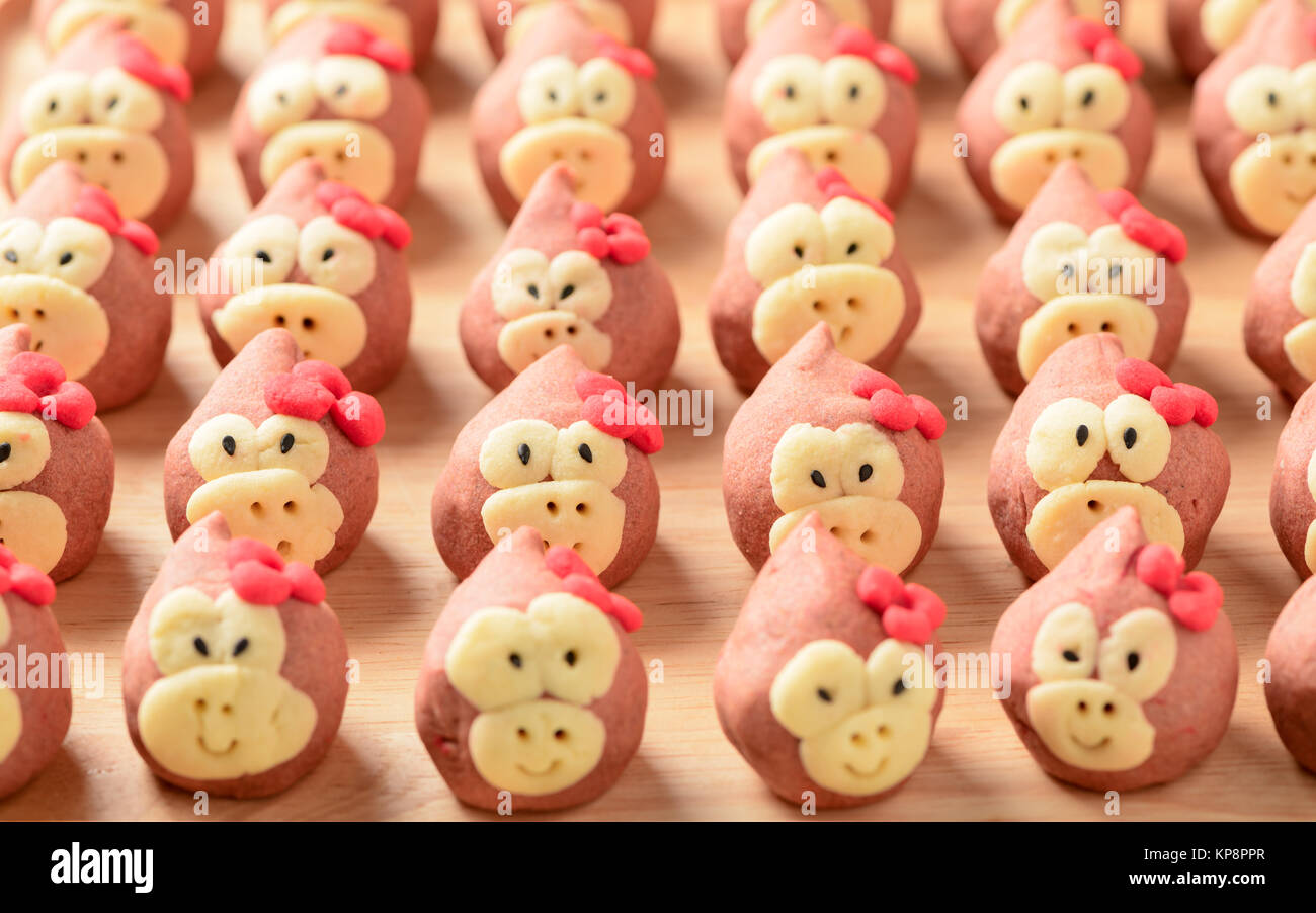 fancy cookie (Monkey head) in wood plate and, creative bakery concept ...