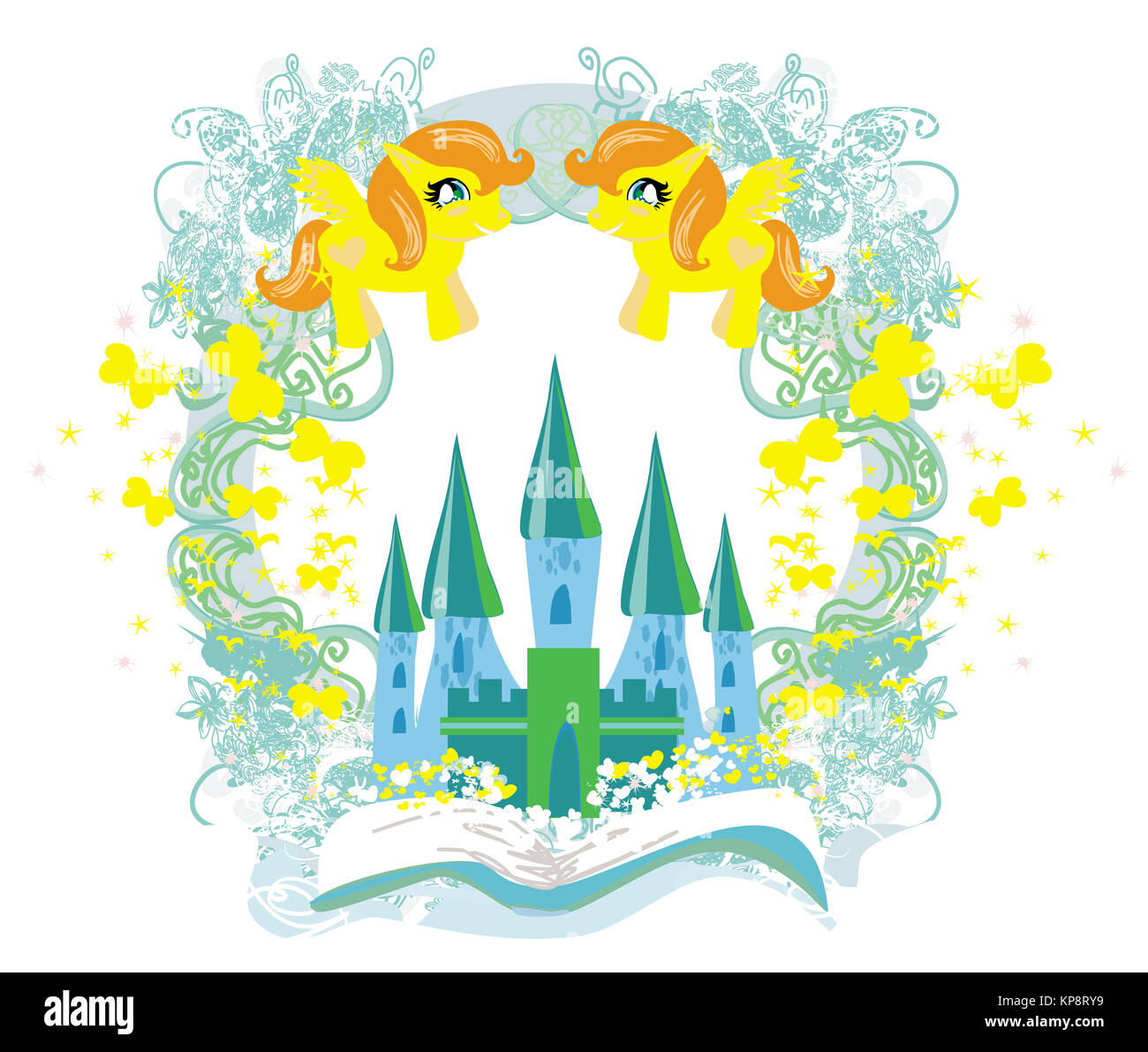 fairy castle appearing from the book Stock Photo - Alamy