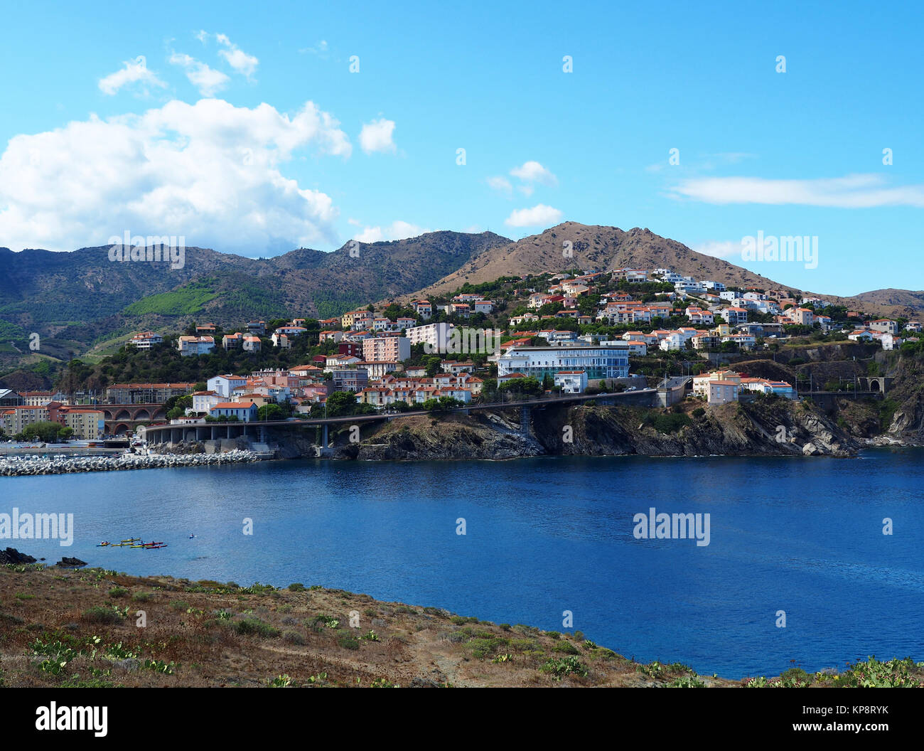 Landscape of the city and the coast in Cerbere, France Stock Photo - Alamy