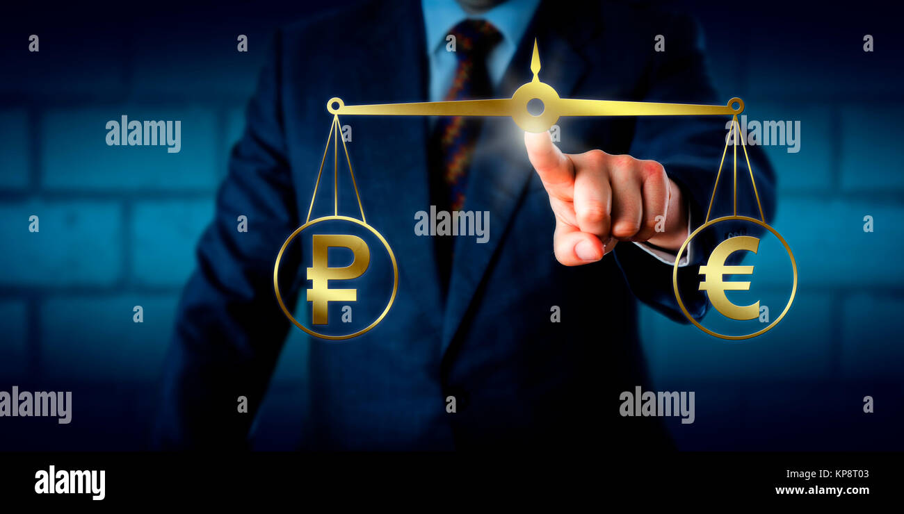 Comparing The Russian Ruble With The Euro Stock Photo - Alamy