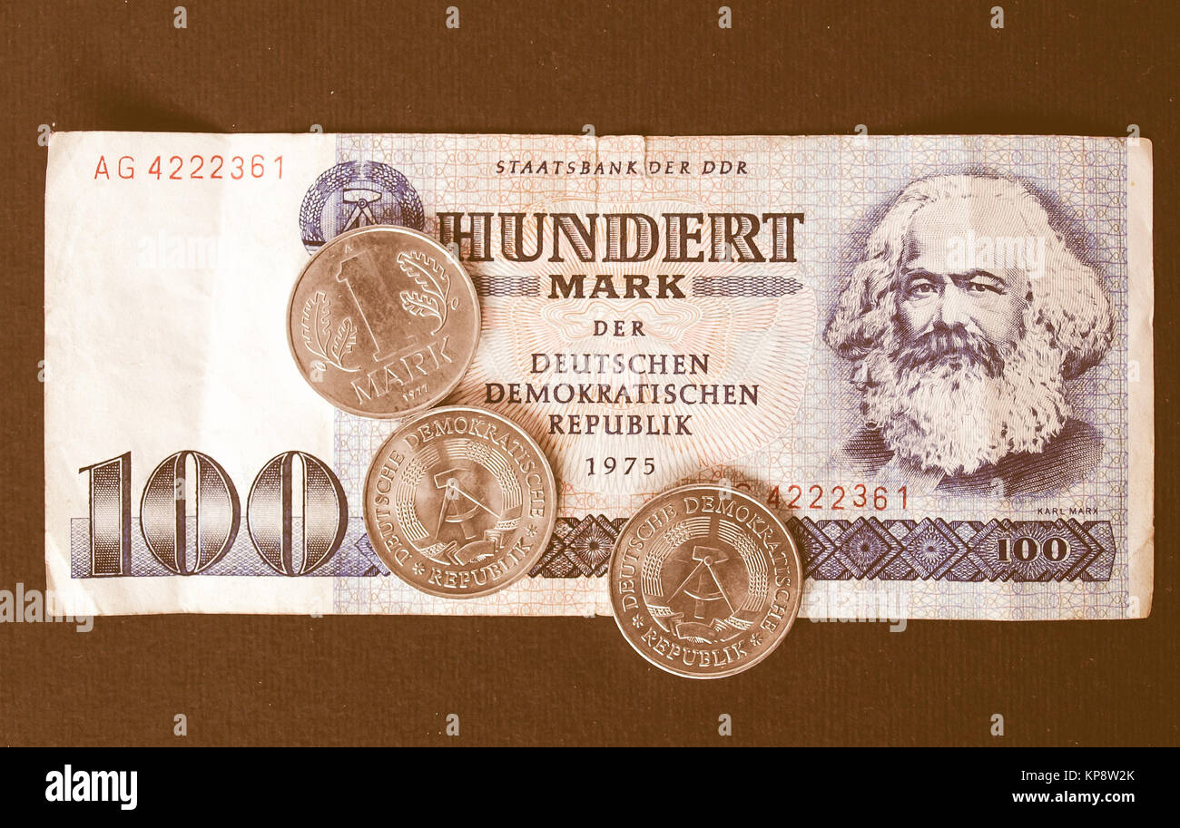 100 Mark banknote from the DDR (East Germany) with Karl Marx with 1 ...