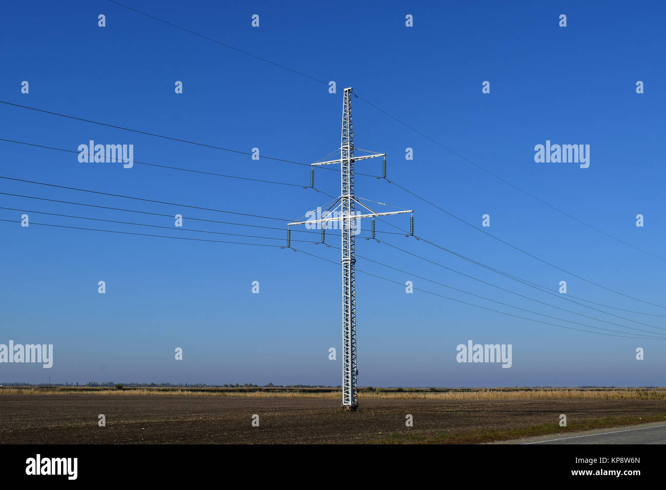 Power line support Stock Photo - Alamy
