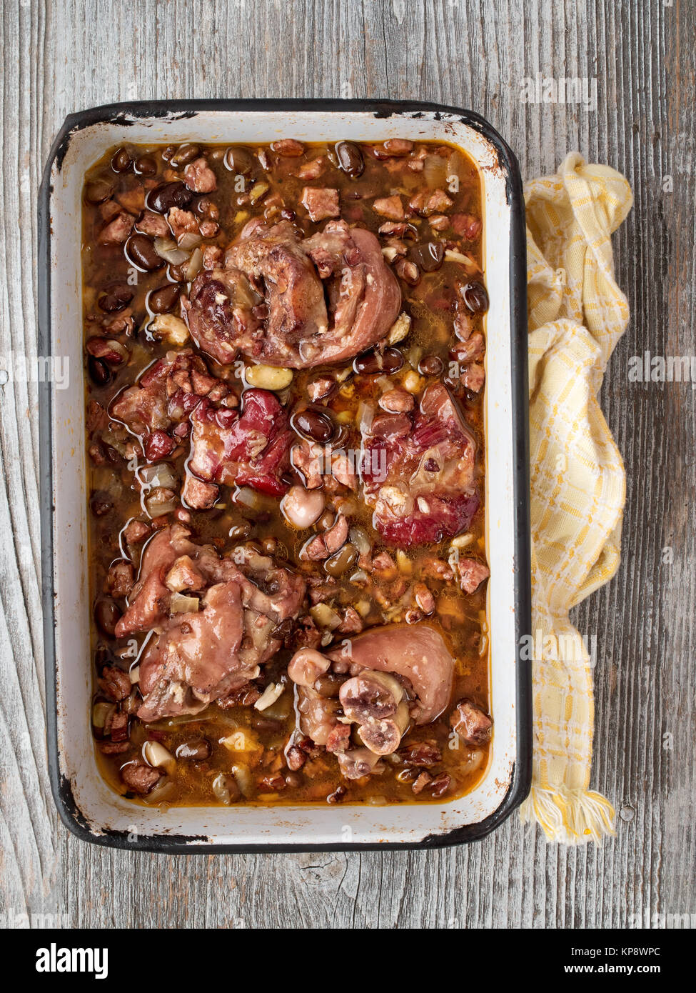 rustic brazilian feijoada pork with black bean stew Stock Photo - Alamy