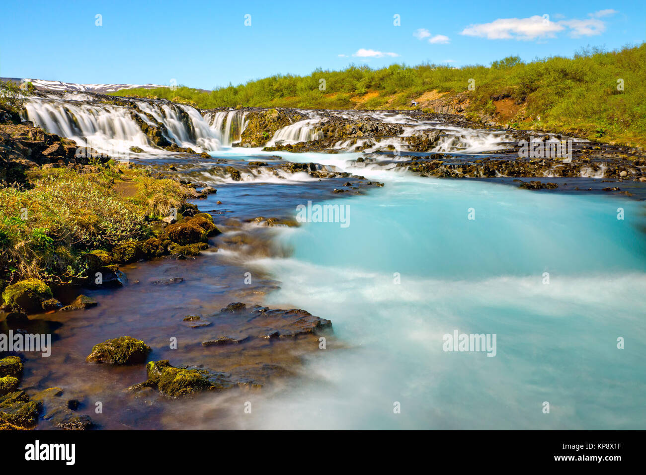 The turquoise blue bruarfoss in iceland hi-res stock photography and ...