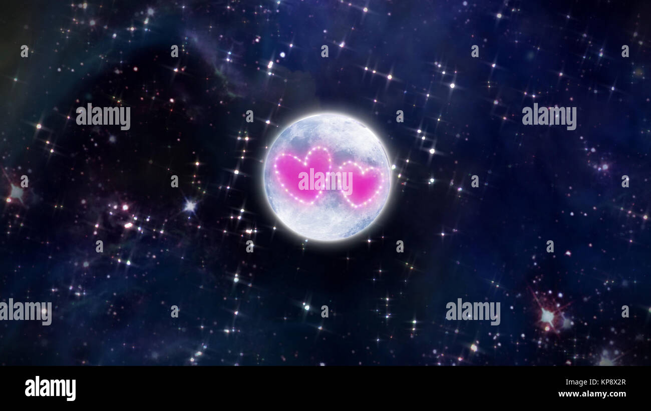 heart of star with moon in space Stock Photo - Alamy