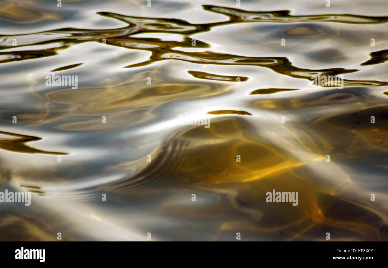 Water surface of lake with soft flowing ripples in shades of Gold Stock ...