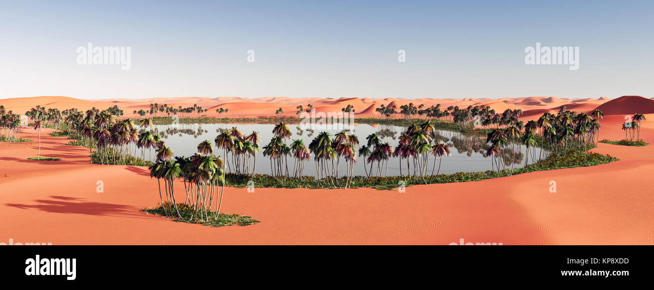 desert landscape with oasis Stock Photo - Alamy