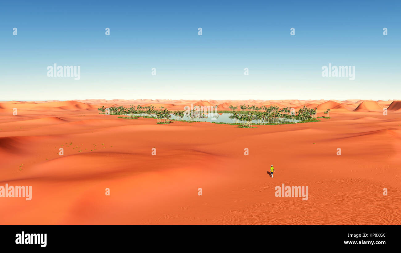 desert landscape with an oasis Stock Photo - Alamy