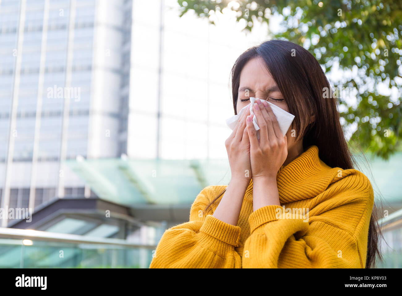 Asian Young woman got sick Stock Photo - Alamy