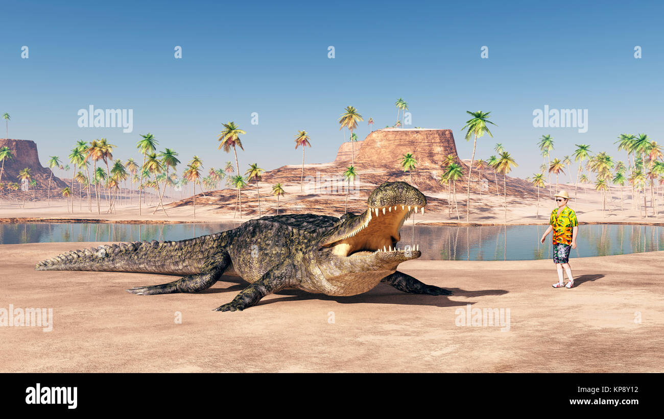Sarcosuchus and Tourist Stock Photo - Alamy