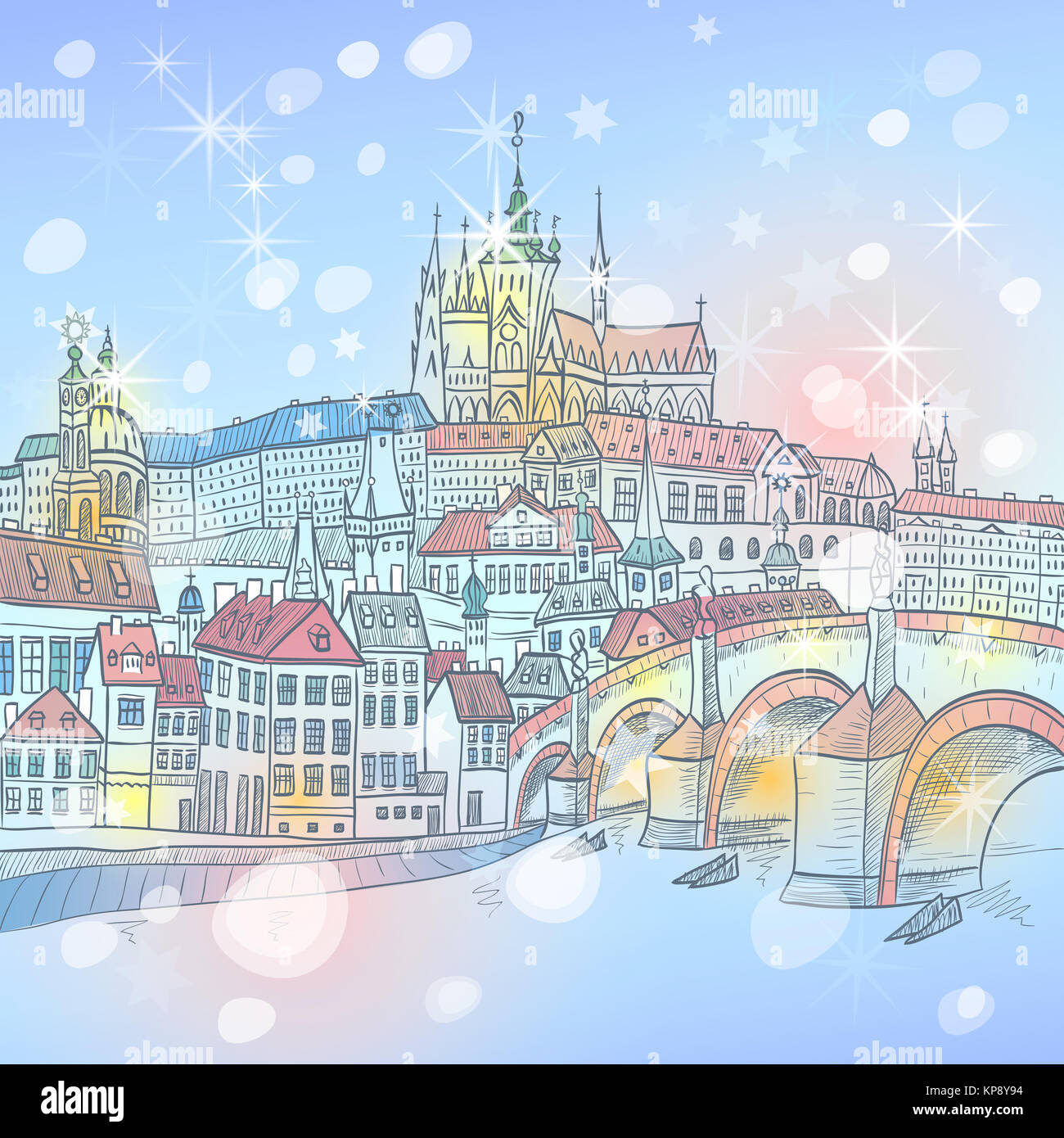 Charles Bridge in Prague at night, Czechia Stock Photo - Alamy