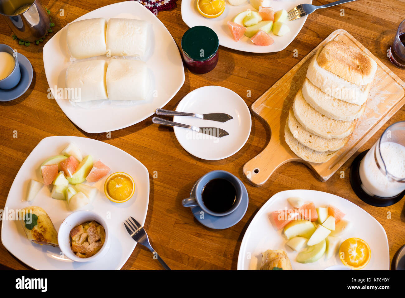 Top view of the home breakfast Stock Photo - Alamy