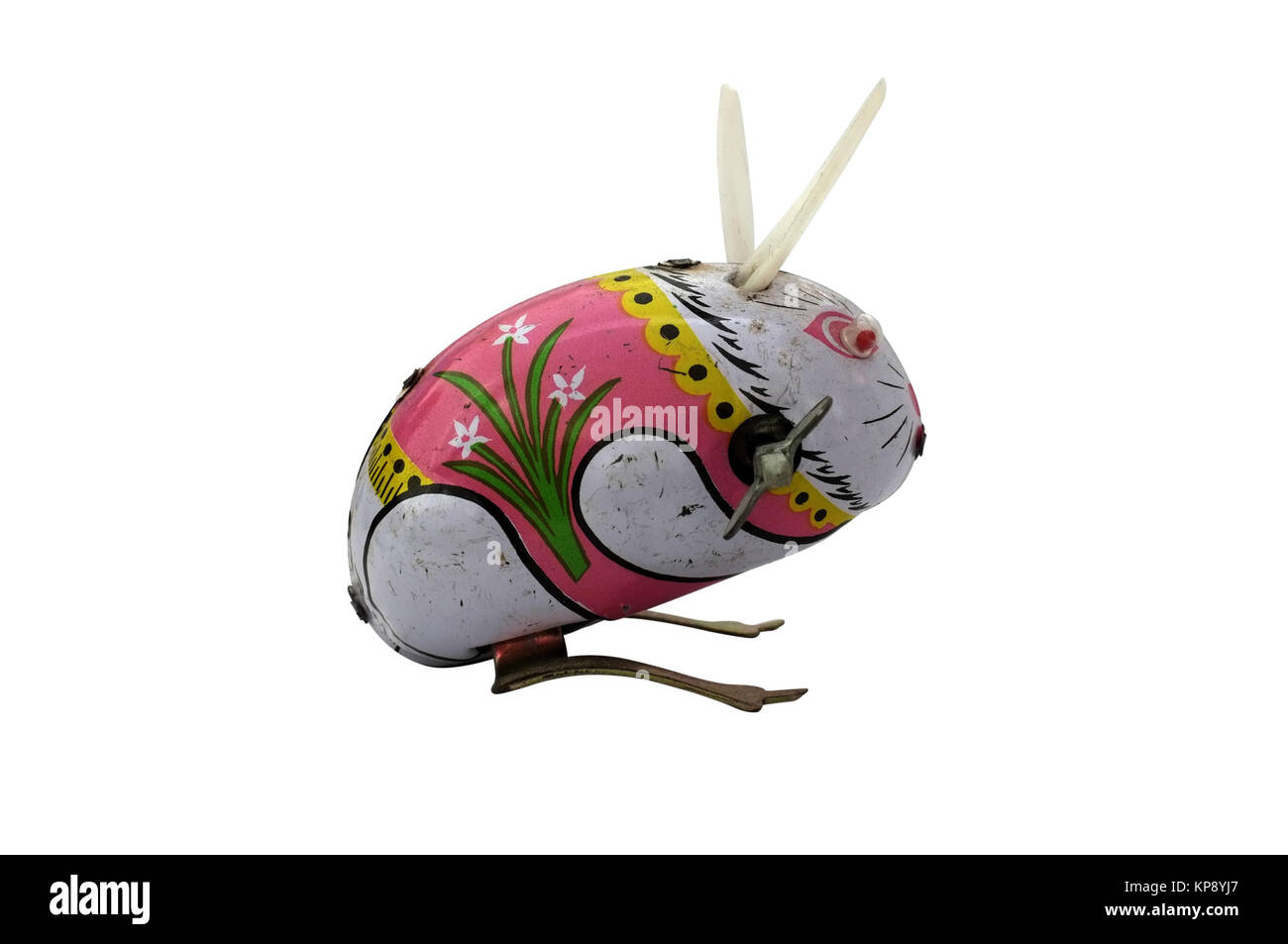 Wind-up vintage toy rabbit isolated on white background Stock Photo - Alamy