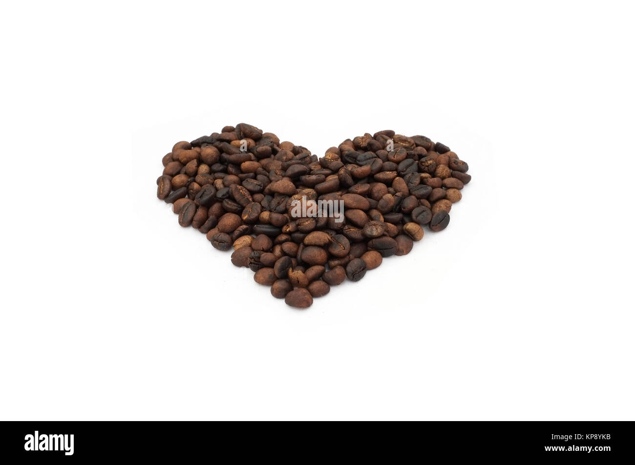 Heart shape coffee beans on white background Stock Photo - Alamy