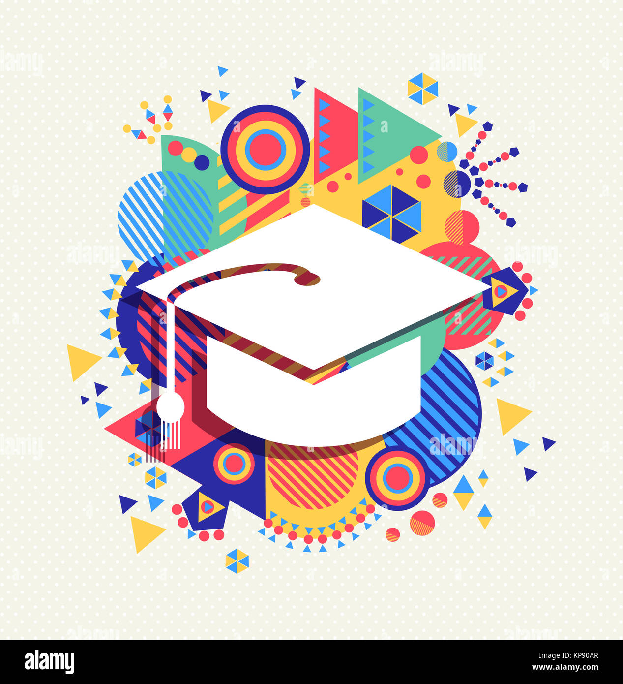 College graduation icon school concept color shape Stock Photo - Alamy