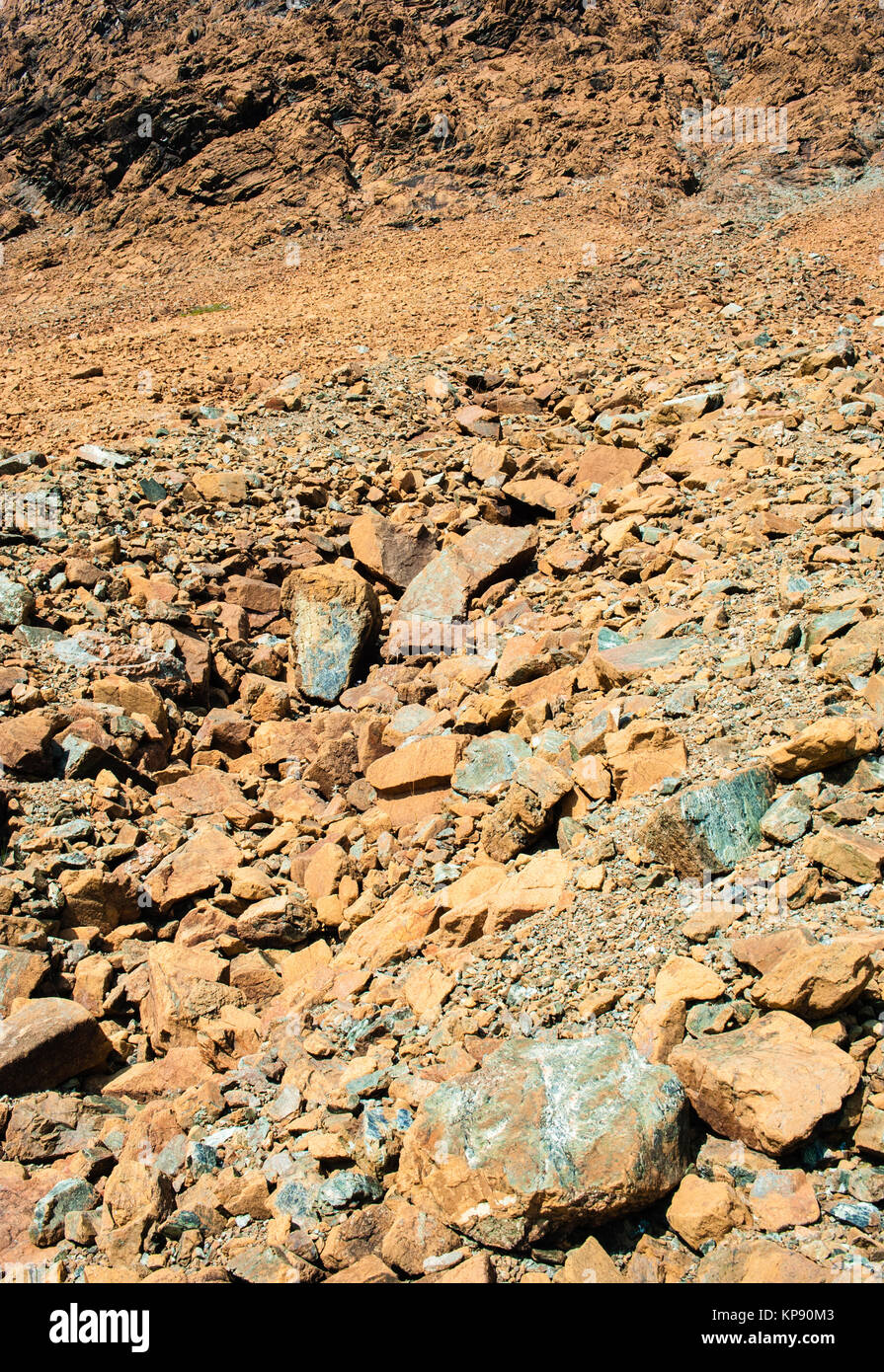 Dry yellow broken rocks on mountain slope Stock Photo - Alamy