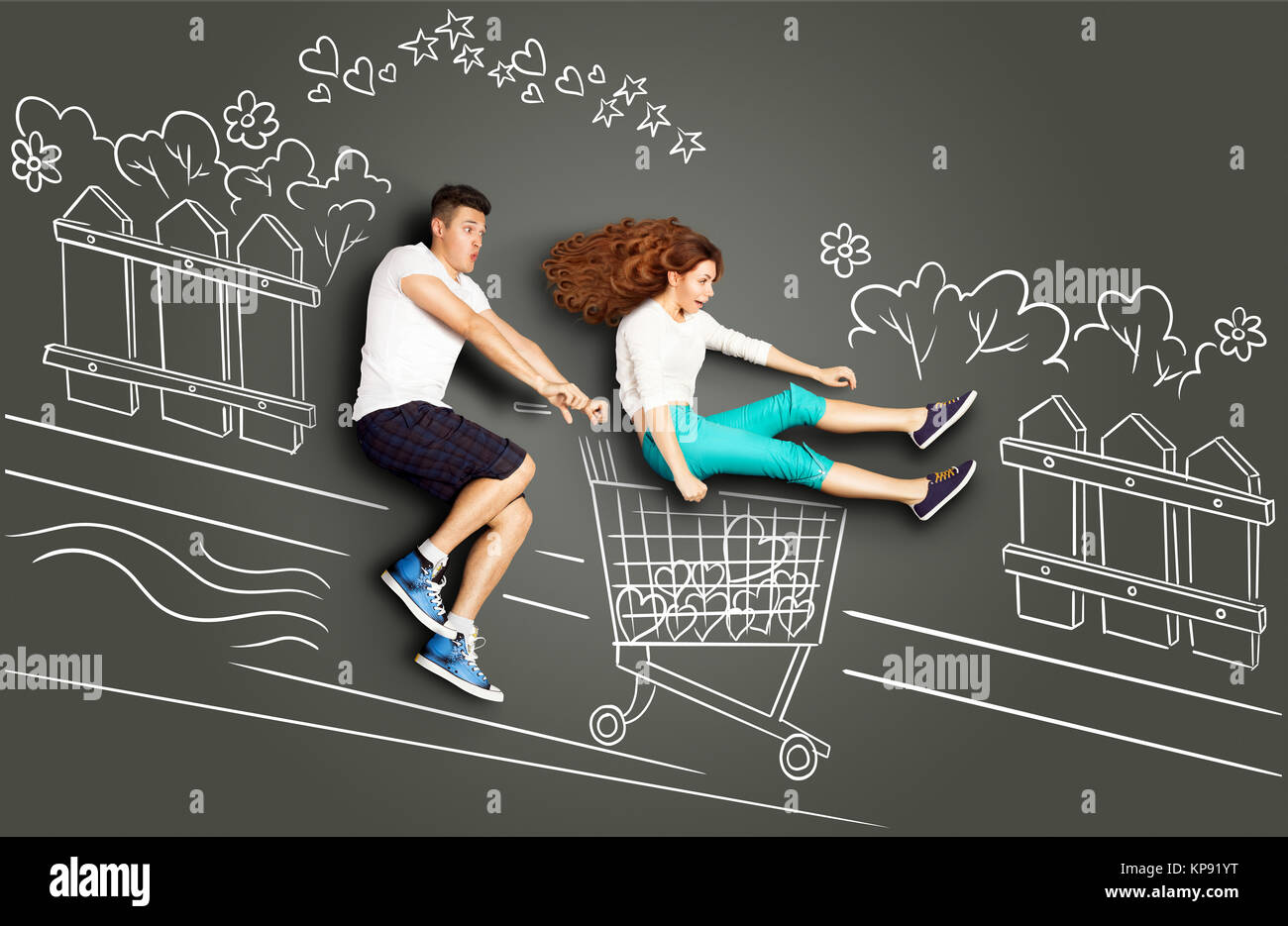 Shopping with fun Stock Photo - Alamy