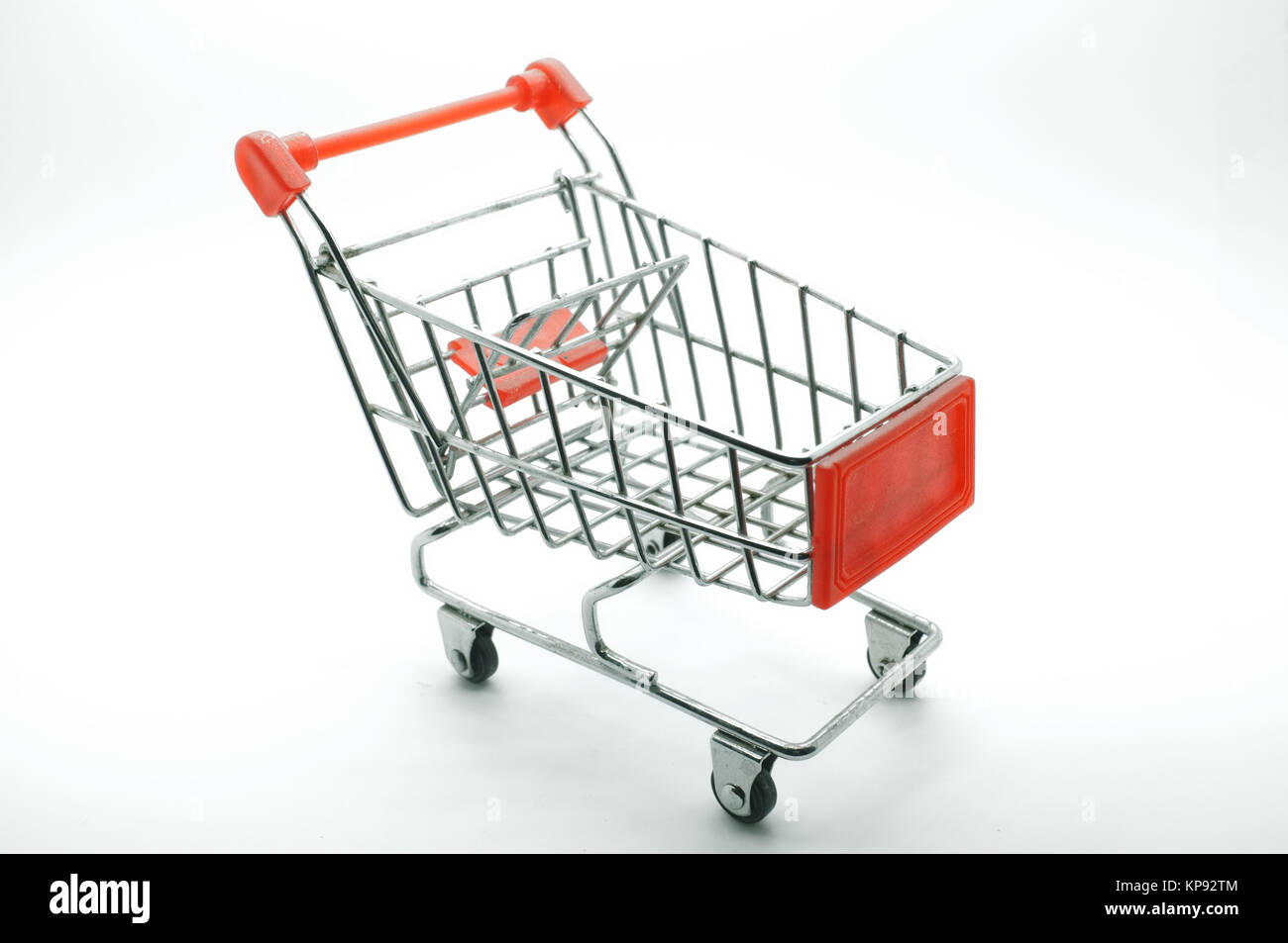 Empty shopping cart, side view, on white background Stock Photo - Alamy