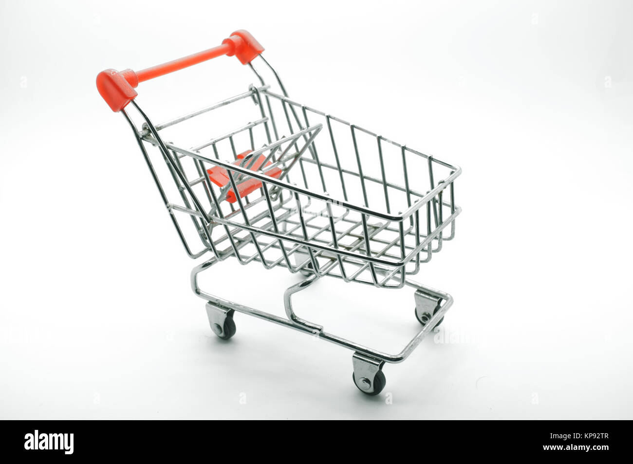 Empty shopping cart, side view, on white background Stock Photo - Alamy