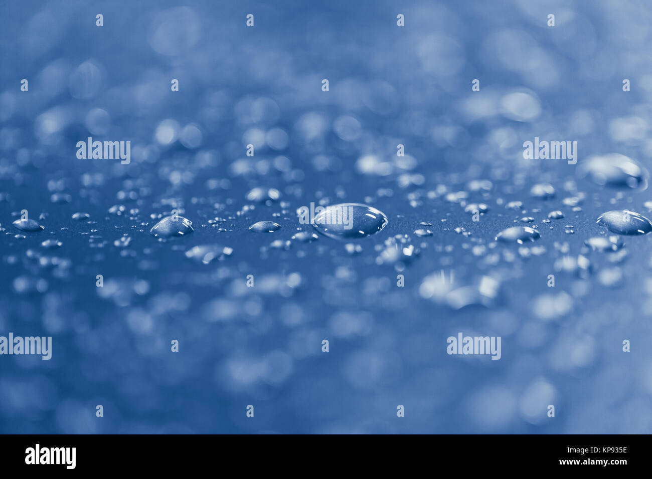 closeup blue rain water drops shallow depth of field Stock Photo - Alamy