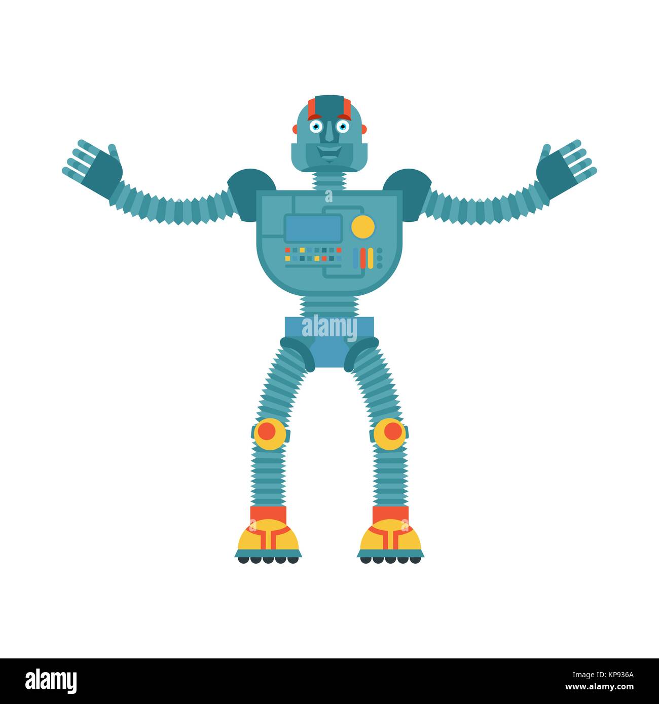Robot happy. Cyborg merry emotions. Robotic man Joyful. Vector ...