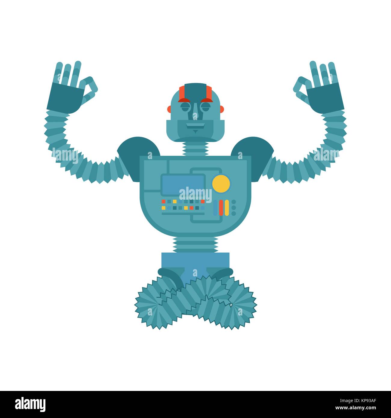 Robot yoga. Cyborg yogi isolated. Robotic man Relaxation and meditation ...