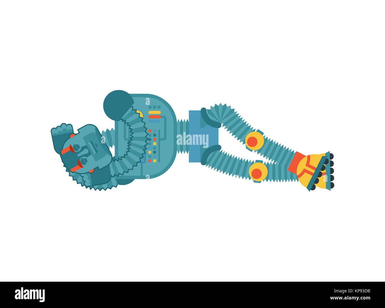 Robot sleeping. Cyborg asleep emotions. Robotic man dormant. Vector ...