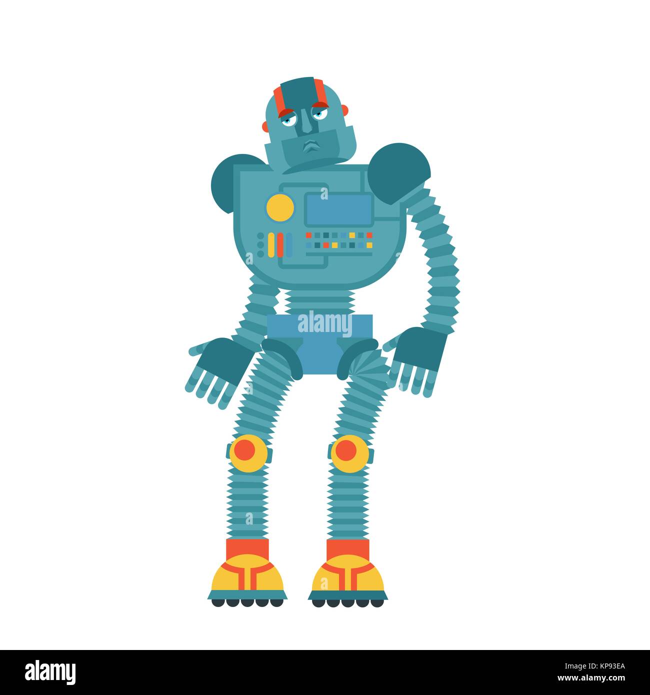 Robot sad. Cyborg sorrowful emotions. Robotic man dull. Vector ...