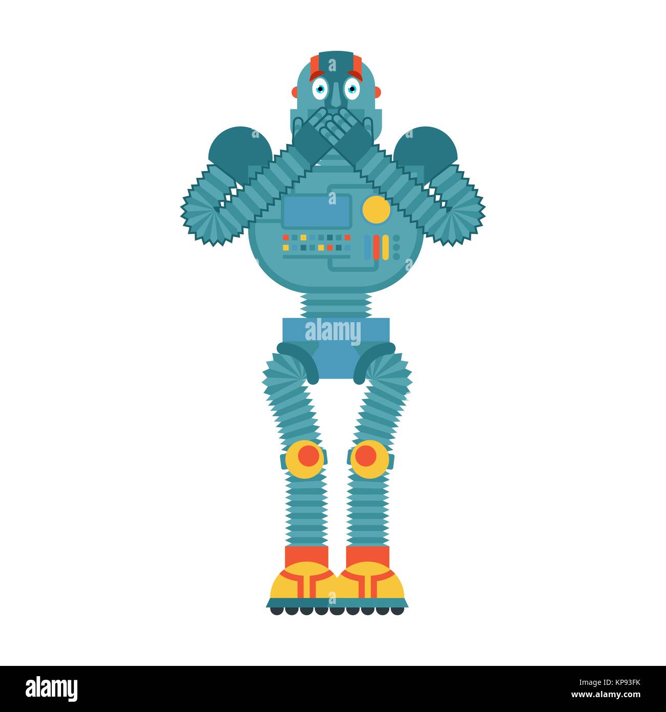 Robot scared OMG. Cyborg Oh my God emoji. Frightened Robotic man ...