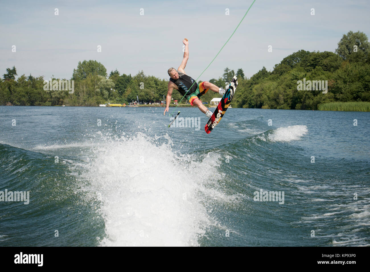 Man wakeboarding on a lake Stock Photo - Alamy