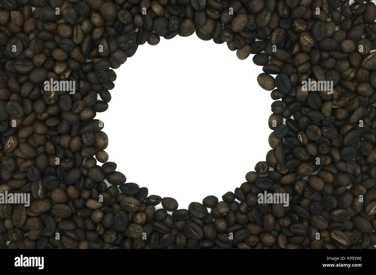 Coffee frame in round shape isolated on white Stock Photo - Alamy