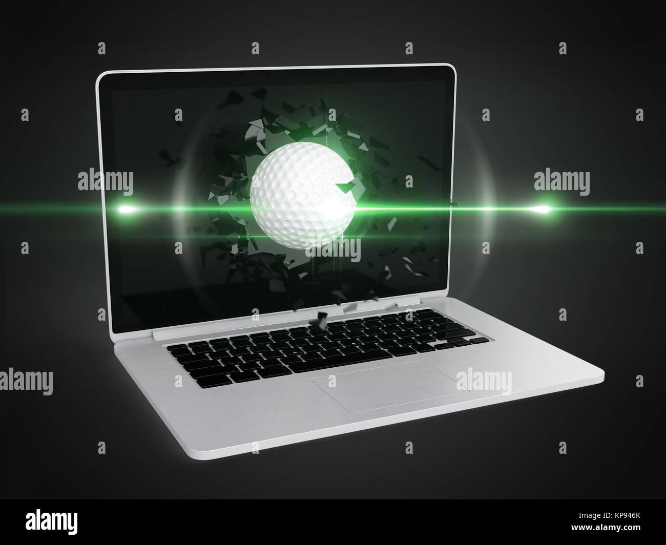 golf ball destroy laptop Stock Photo - Alamy
