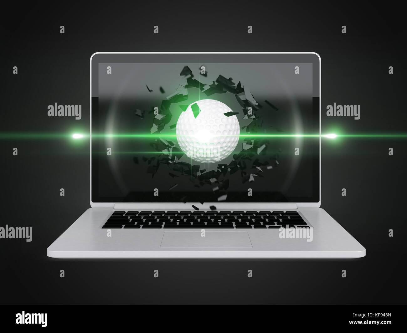 golf ball destroy laptop Stock Photo - Alamy