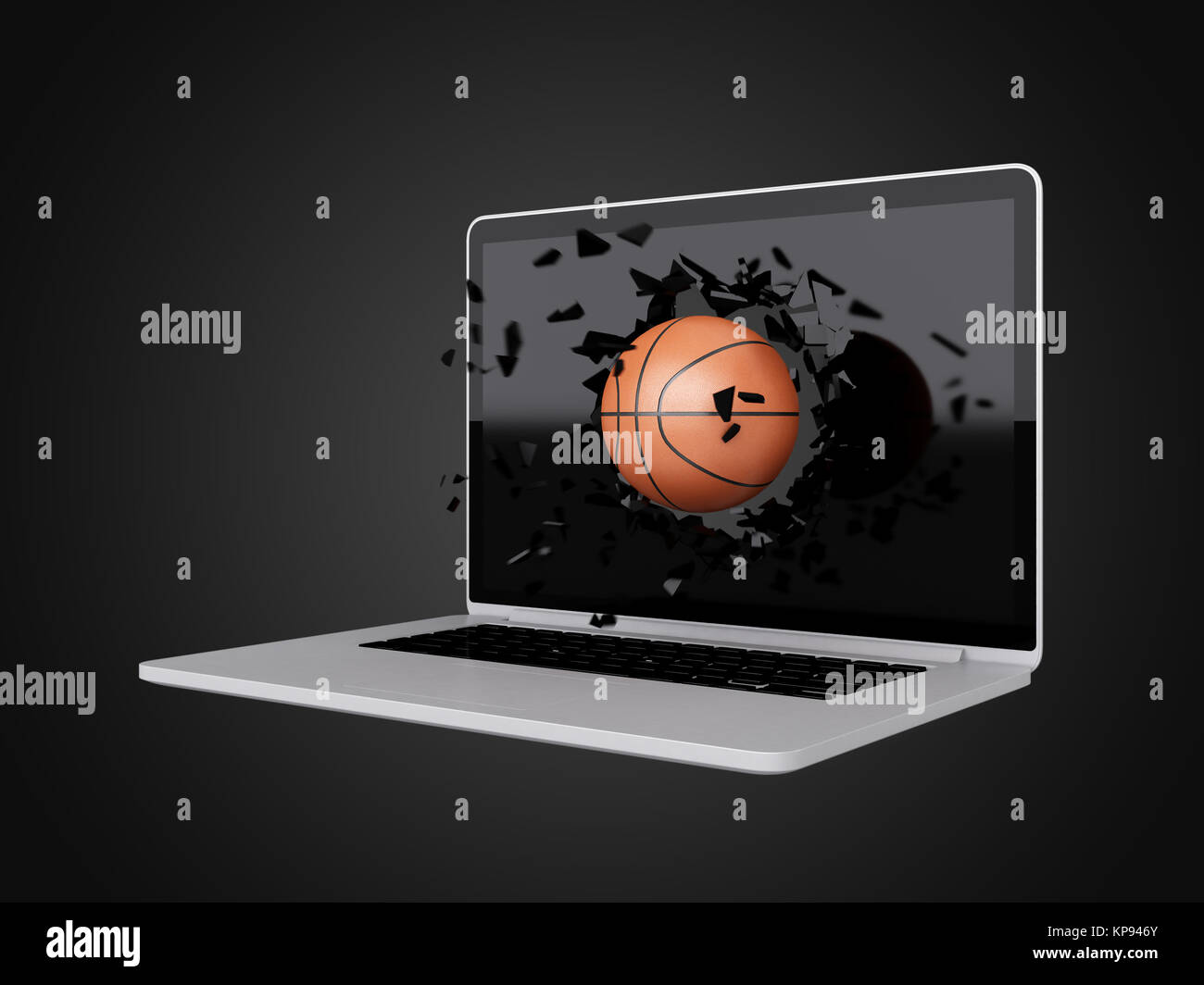 basketball destroy laptop Stock Photo - Alamy