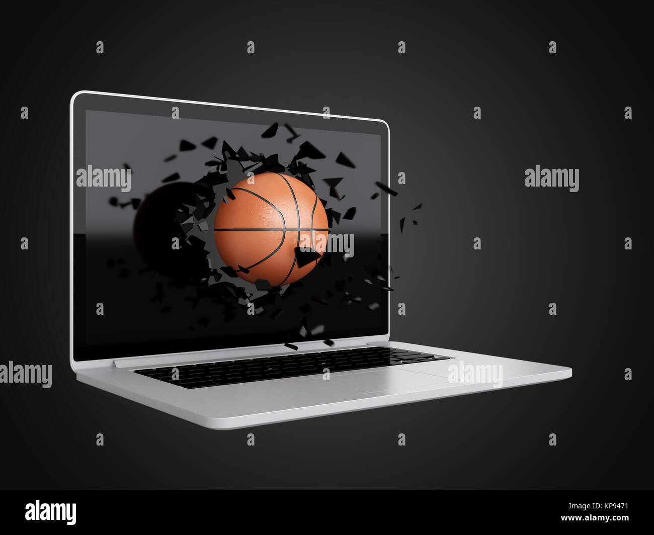 basketball destroy laptop Stock Photo - Alamy