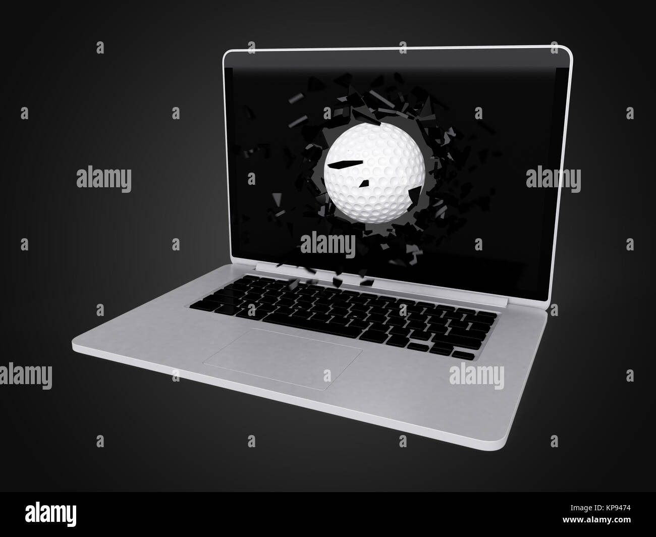 golf ball destroy laptop Stock Photo - Alamy