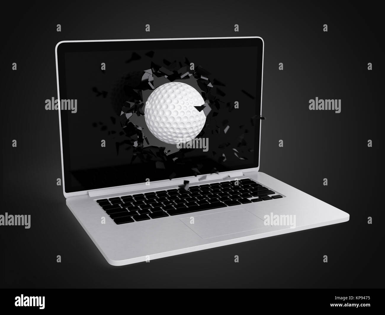 golf ball destroy laptop Stock Photo - Alamy