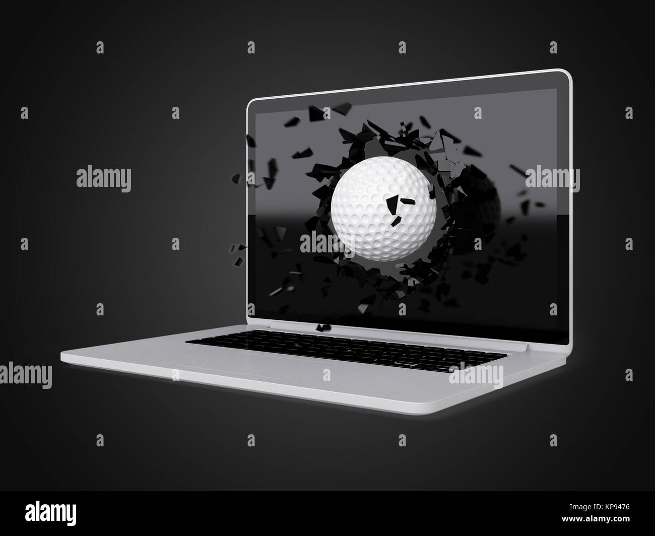 golf ball destroy laptop Stock Photo - Alamy