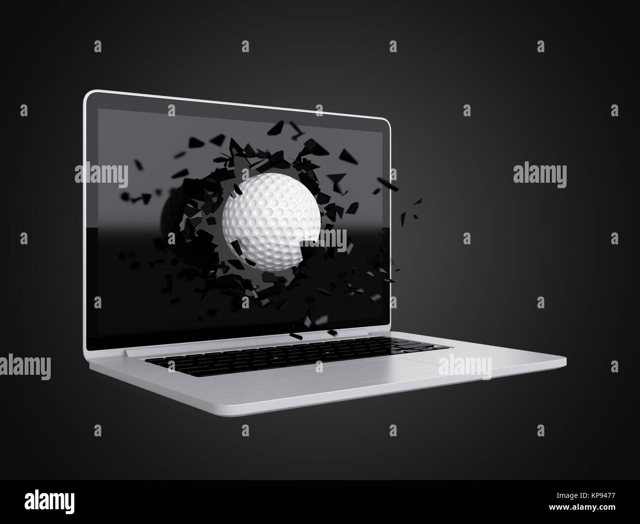 golf ball destroy laptop Stock Photo - Alamy