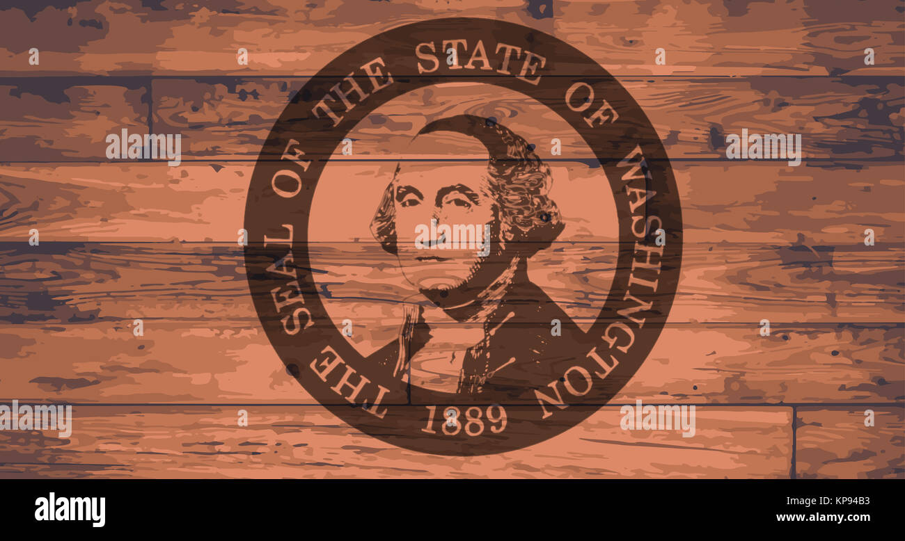 Washington State Flag and Seal Brand Stock Photo - Alamy