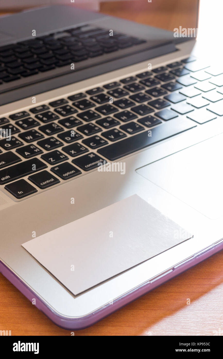 Simply freelance work table with laptop Stock Photo - Alamy