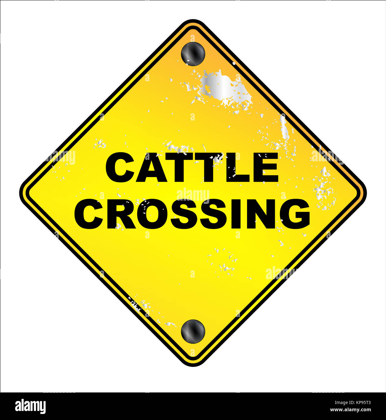 Yellow Cattle Crossing Sign Stock Photo - Alamy