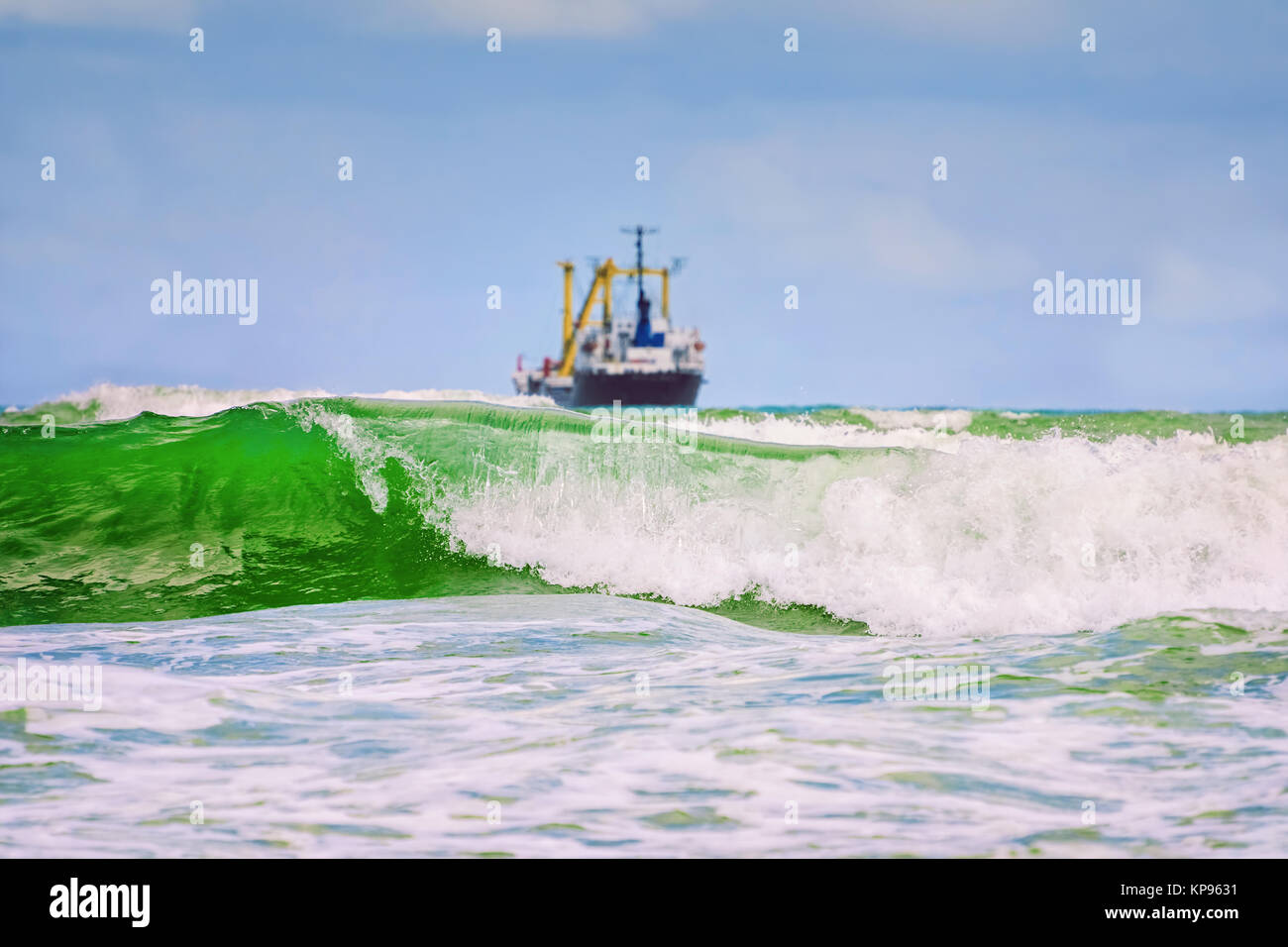 Sailing ship breaking waves hi-res stock photography and images - Alamy