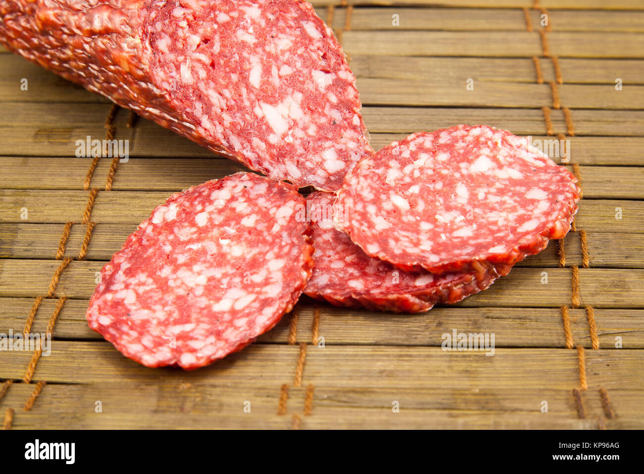 salami isolated on a white background Stock Photo - Alamy
