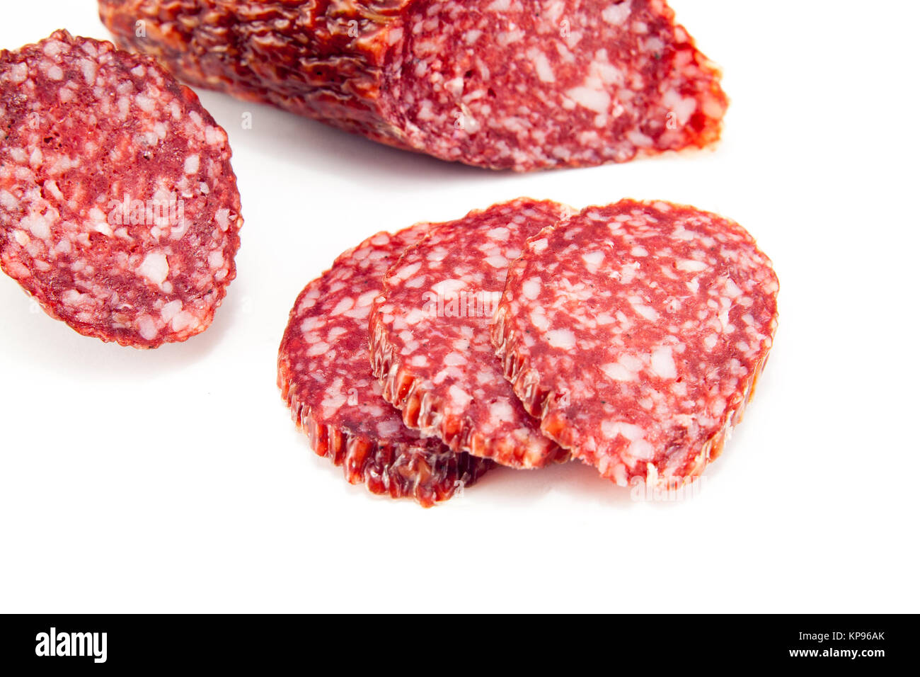 salami isolated on a white background Stock Photo - Alamy