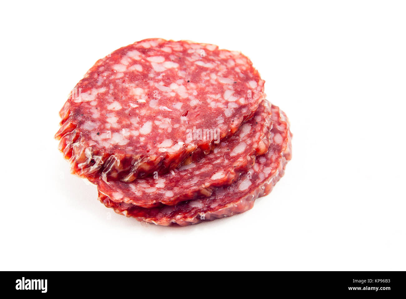 salami isolated on a white background Stock Photo - Alamy