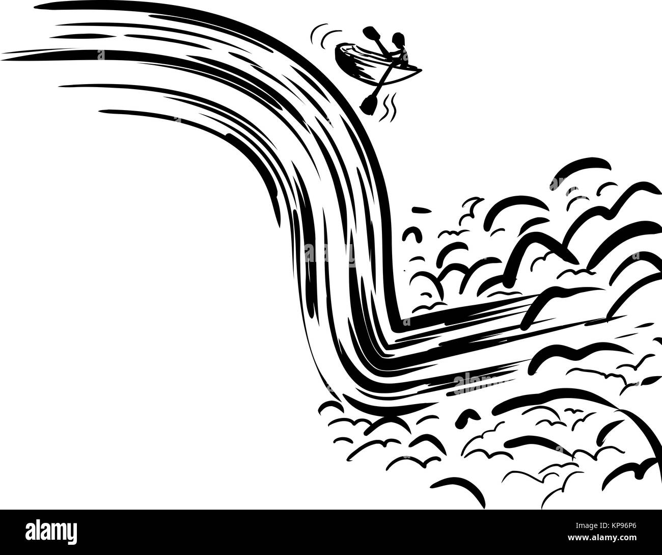 Rowboat Falling Down Waterfall Stock Photo - Alamy
