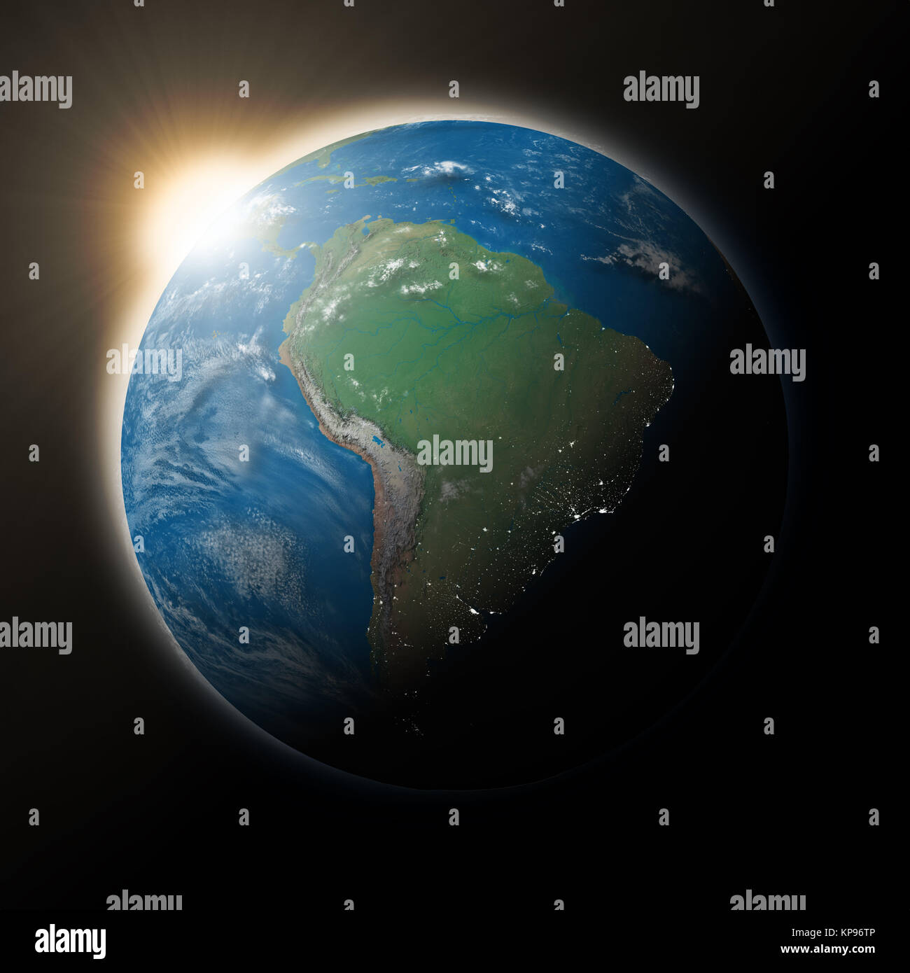 Sun over South America on planet Earth Stock Photo - Alamy